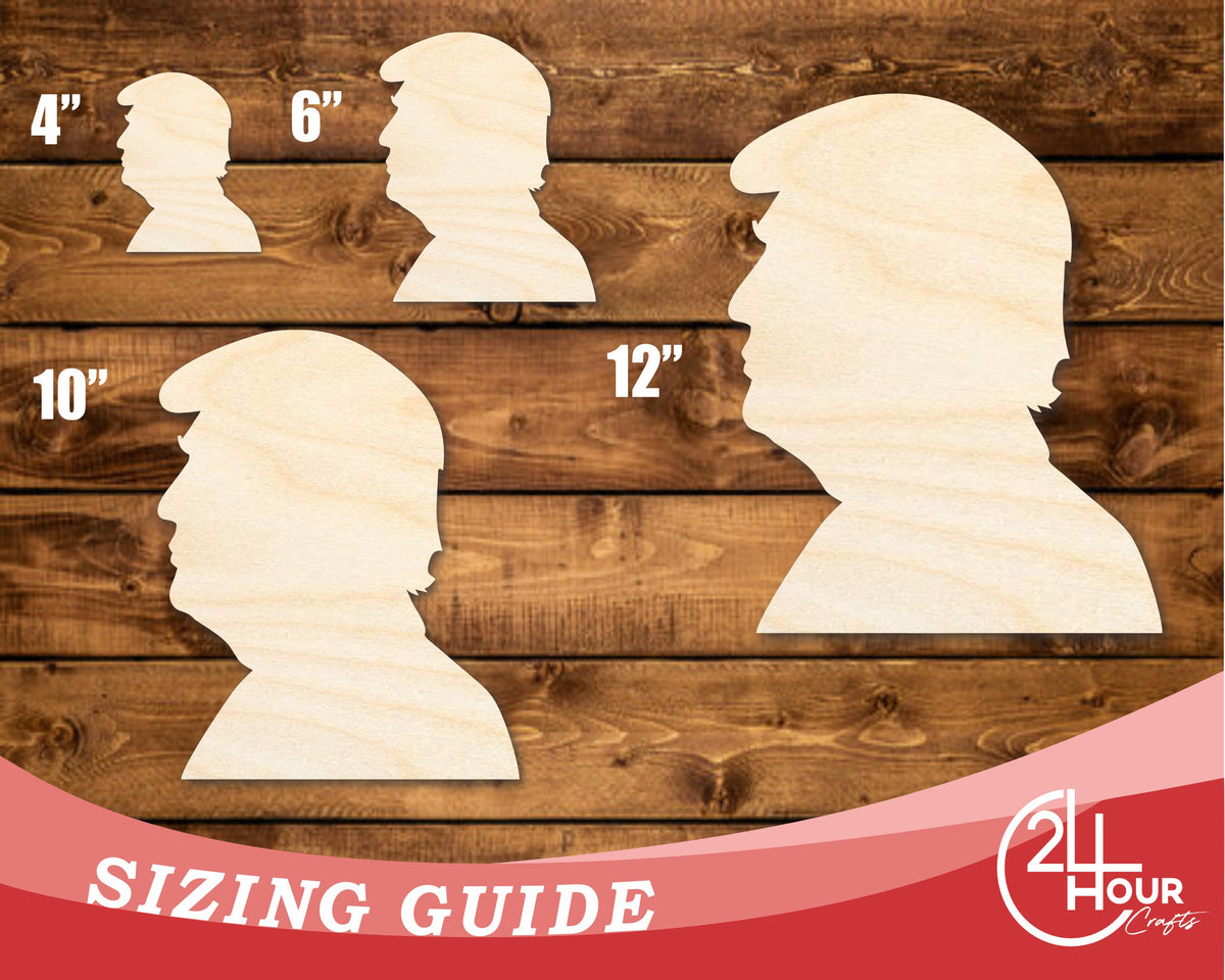 Unfinished Wood Donald J. Trump Shape | DIY Craft Cutout | up to 46" D ...