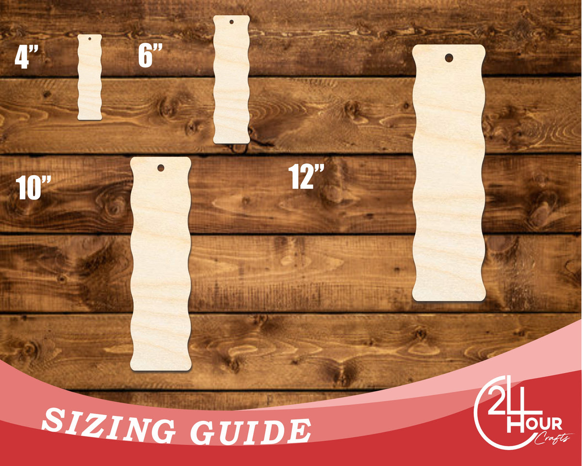 Unfinished Wood Wavy Side Bookmark Shape | DIY Craft Cutout | up to 12 ...