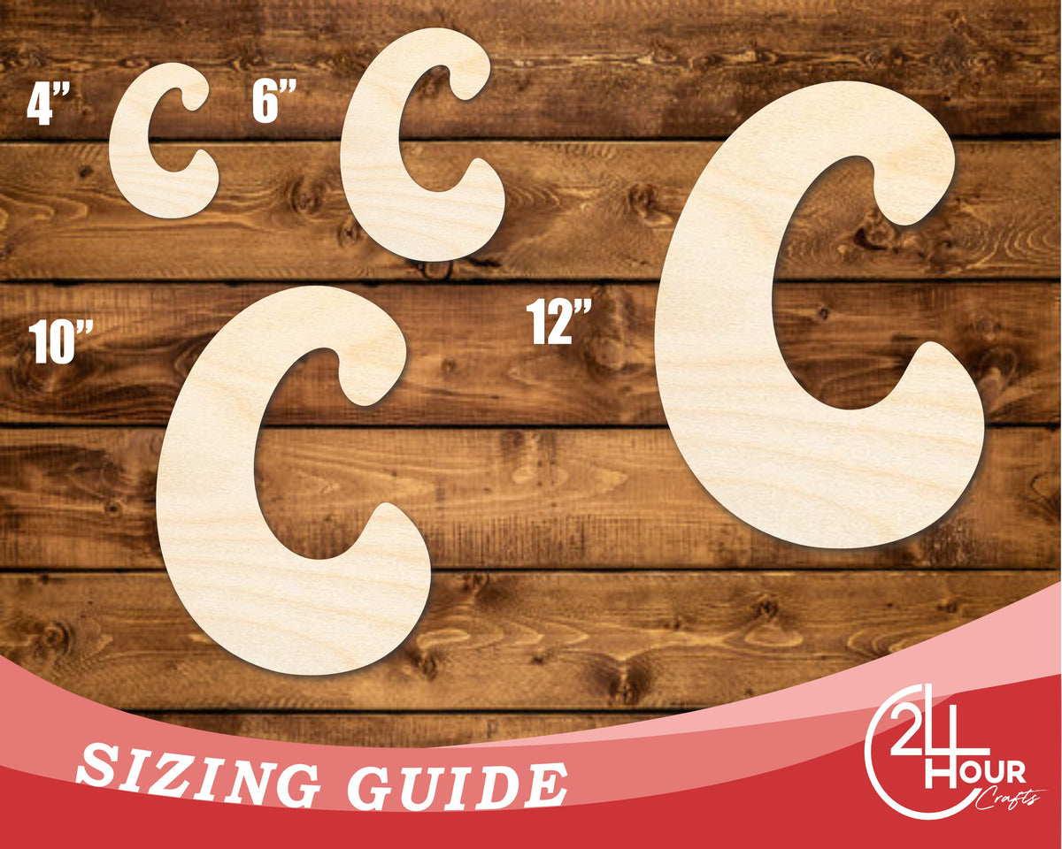 Unfinished Wood Groovy C Font Shape | DIY Craft Cutout | up to 46" DIY ...