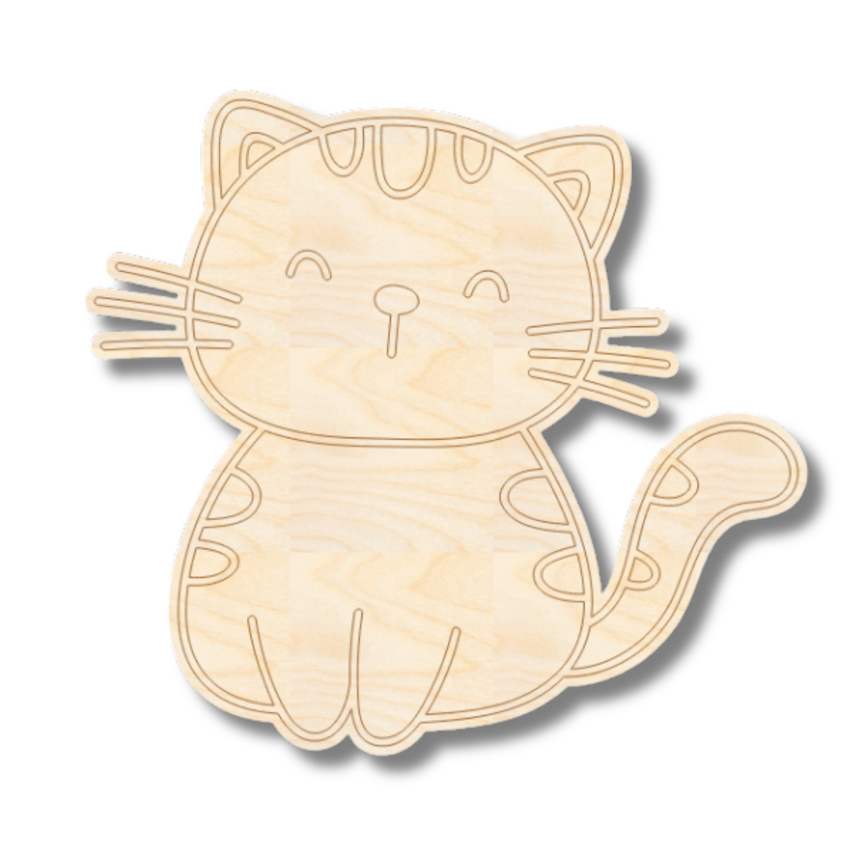 Unfinished Wood Etched Farm Cat Shape | Paint By Line Crafts | up to 3 ...