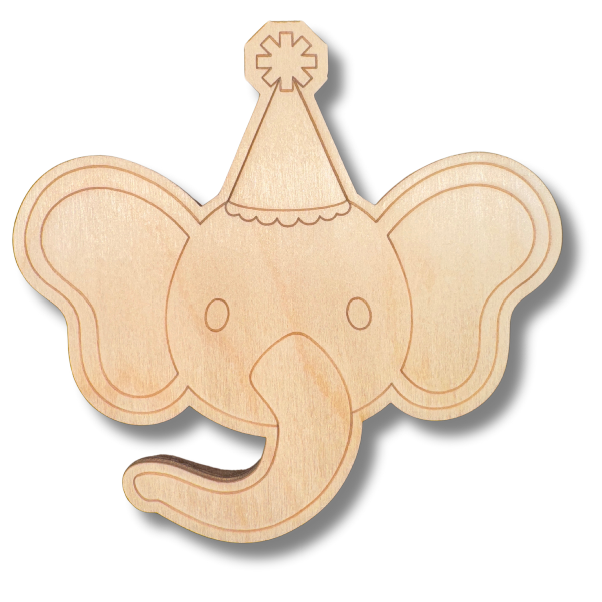Unfinished Wood Etched Birthday Elephant Shape | Paint By Line Crafts ...