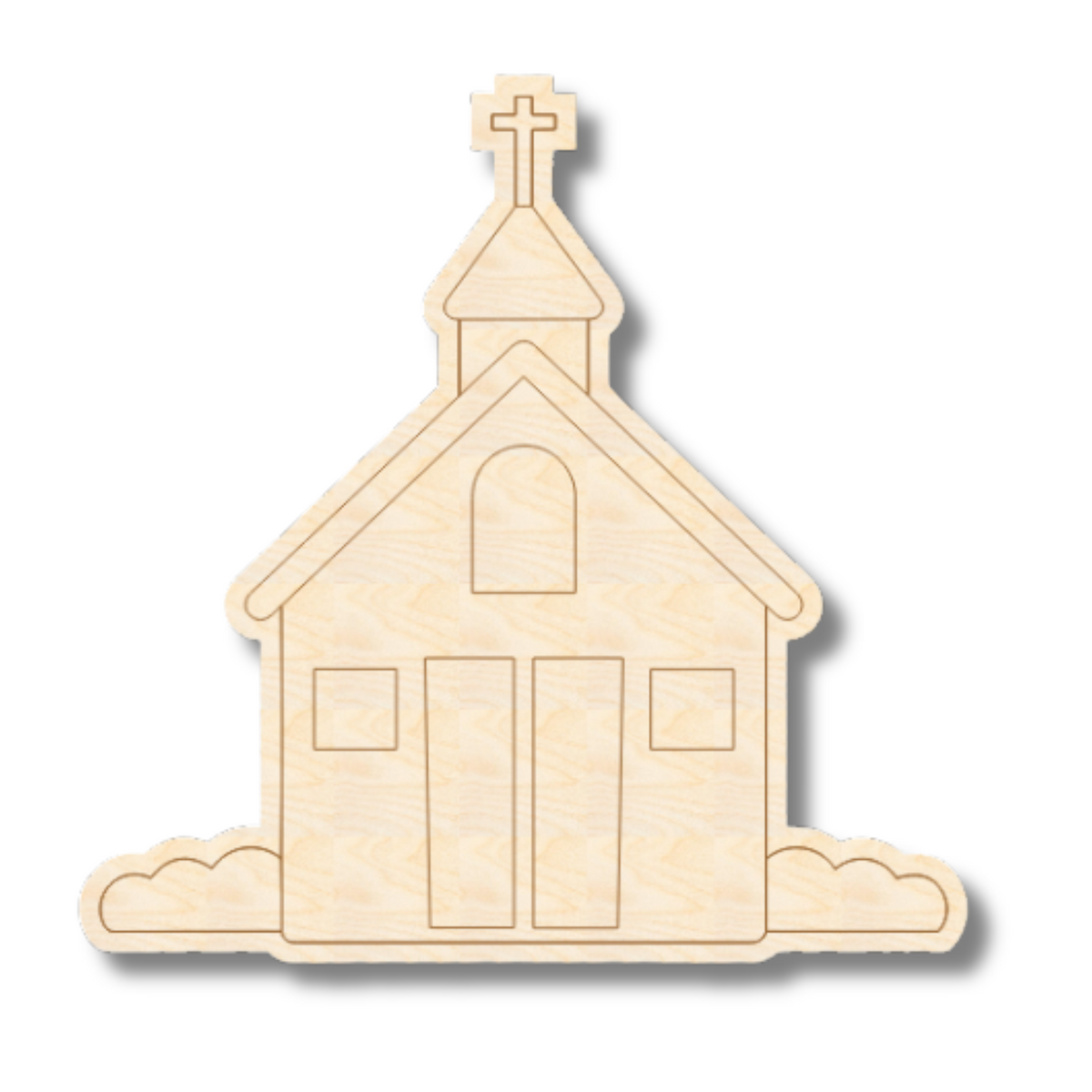 Unfinished Wood Etched Church Shape | Paint By Line Crafts | up to 30 ...