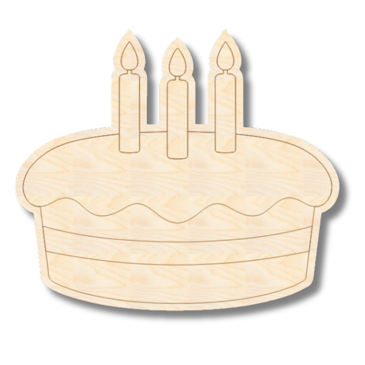 Unfinished Wood Etched Small Birthday Cake Shape | Paint By Line Craft ...