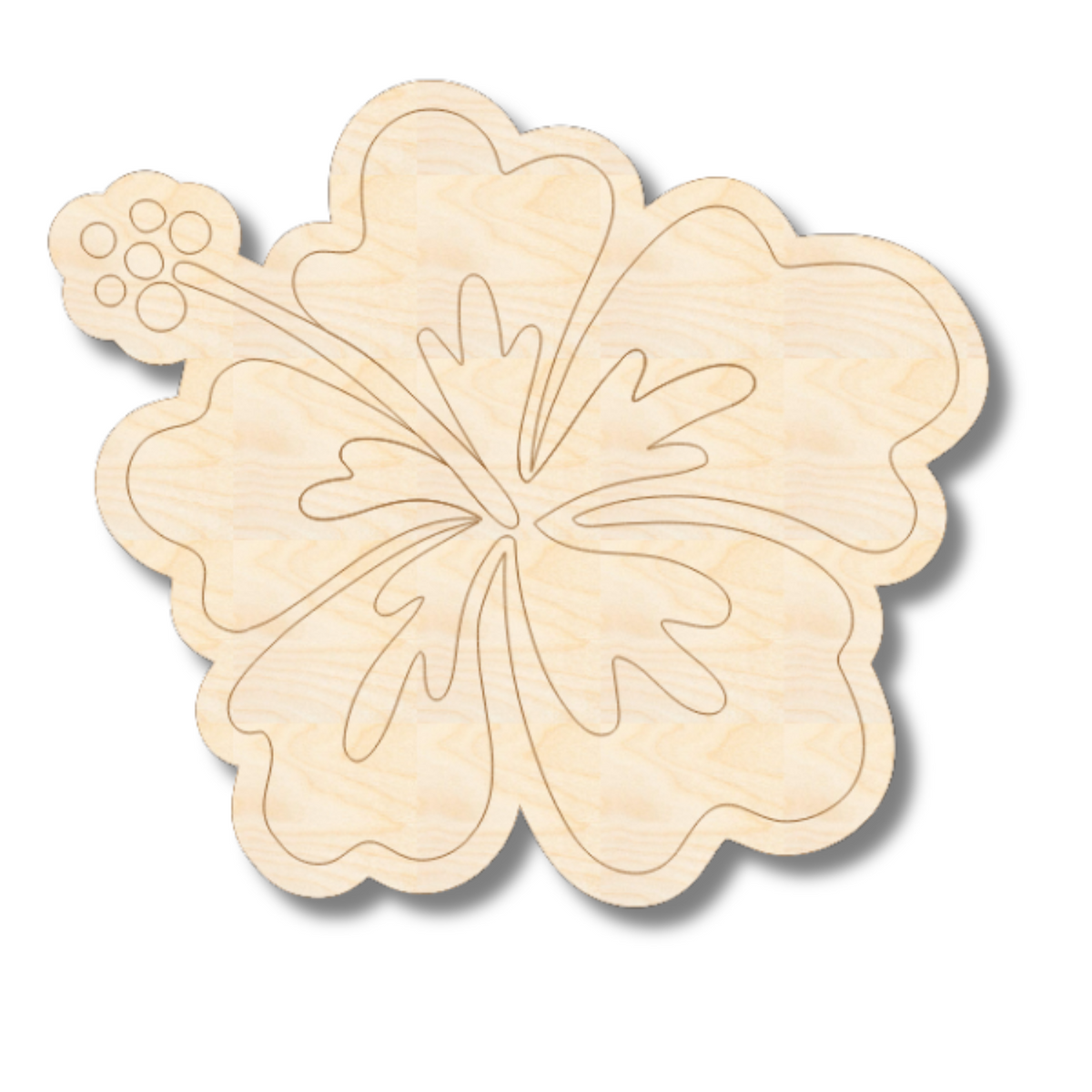 Unfinished Wood Etched Hibiscus Flower Shape | Paint By Line Crafts ...
