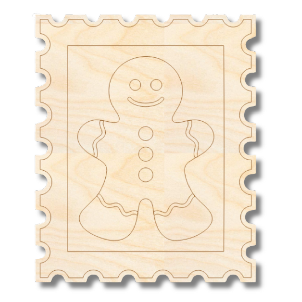 Unfinished Wood Etched Gingerbread Man Stamp Shape | Paint By Line Cra ...