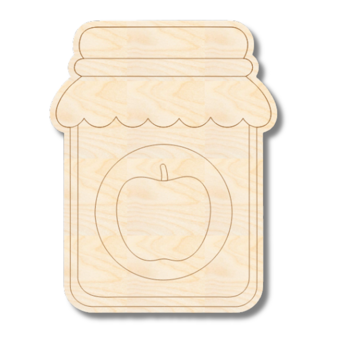 Unfinished Wood Etched Apple Jam Shape | Paint By Line Crafts | up to ...