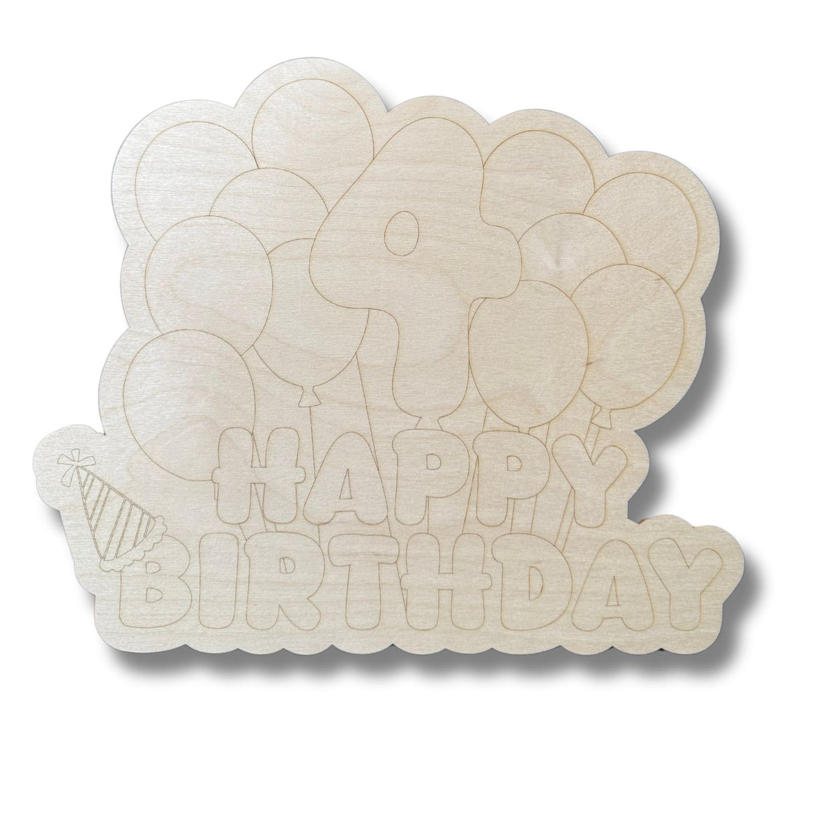Unfinished Wood Etched 4th Birthday Balloons Shape | Paint By Line Cra ...