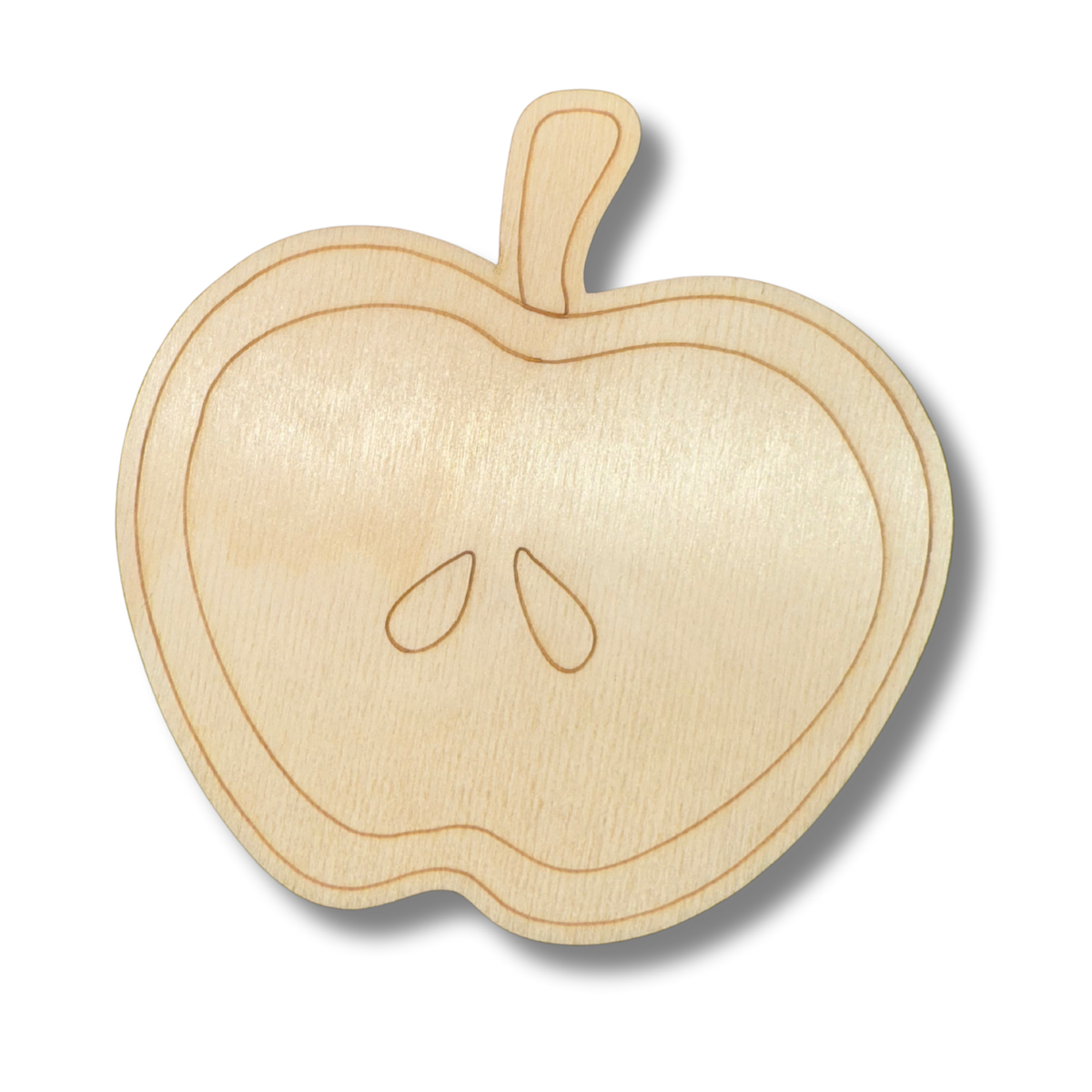 Unfinished Wood Etched Half Apple Shape | Paint By Line Crafts | up to ...