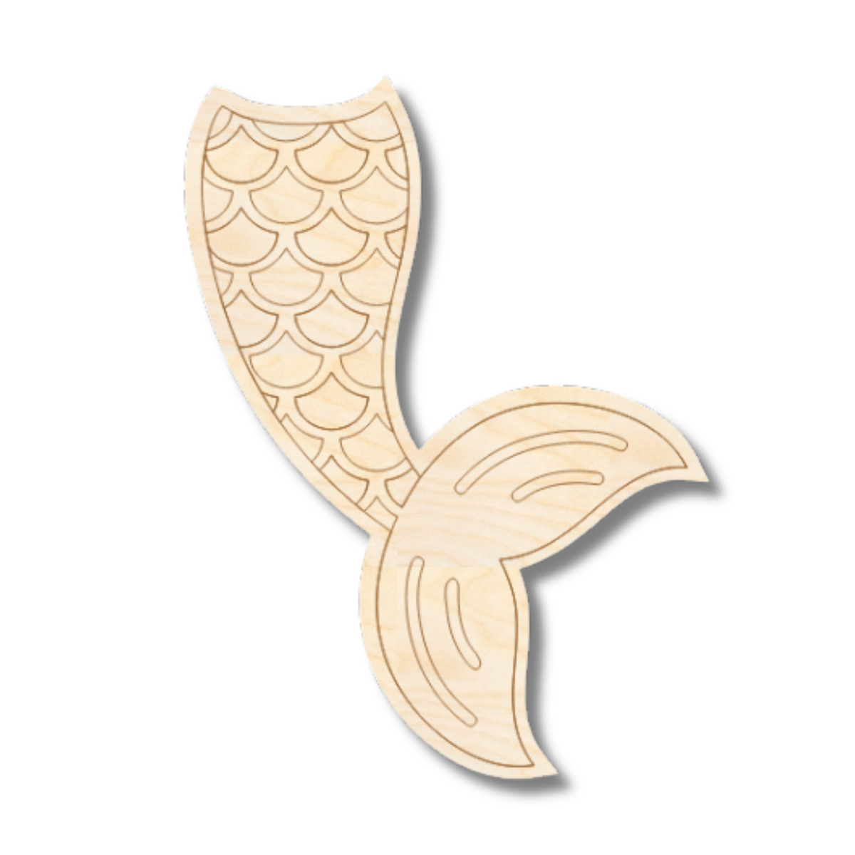 Unfinished Wood Etched Mermaid Tail Shape | Paint By Line Crafts | up ...