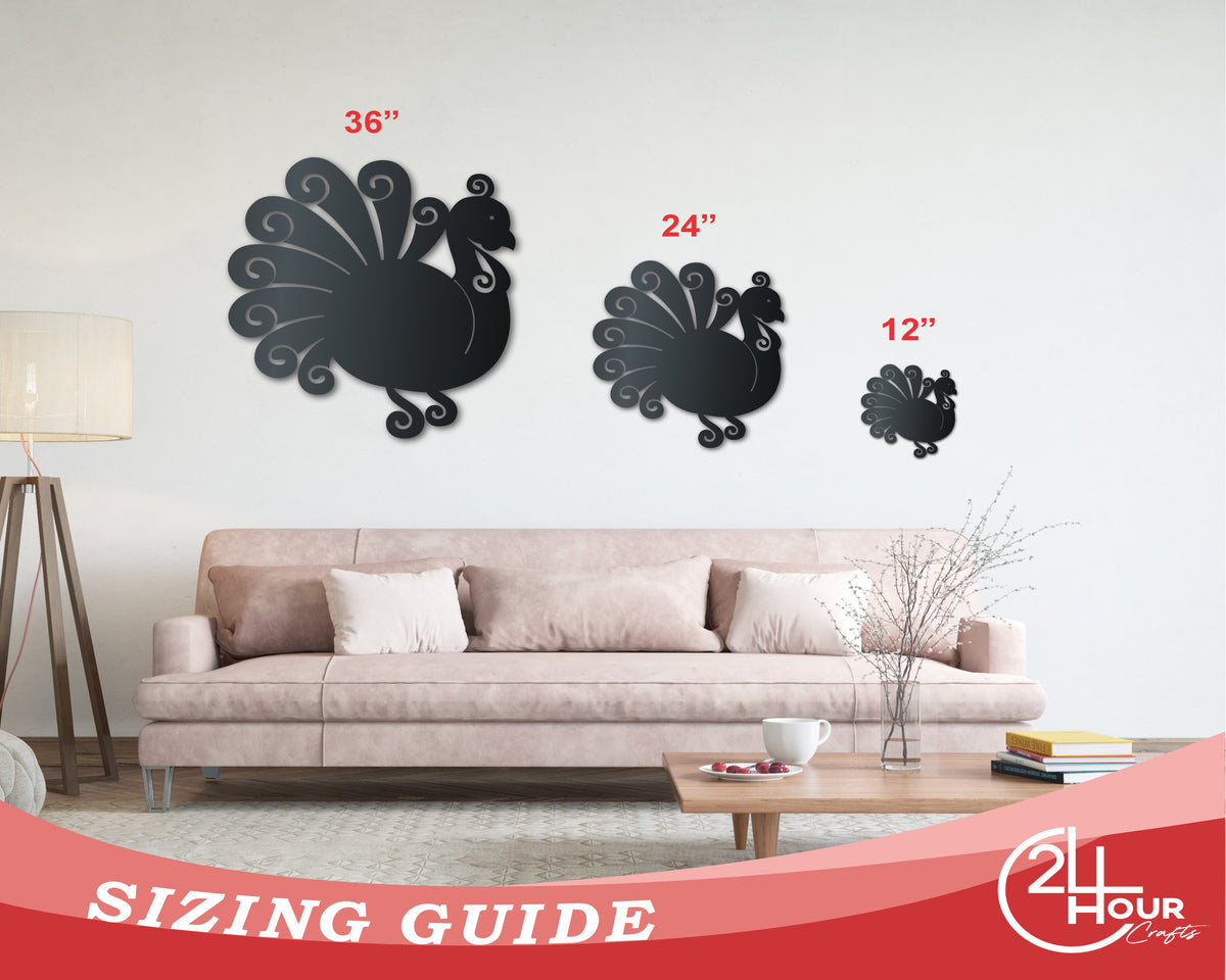 Metal Turkey Wall Art | Thanksgiving | Indoor Outdoor | Up to 36" | Ov ...