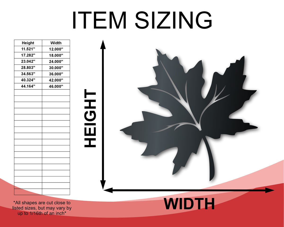 Metal Maple Leaf Wall Art | Indoor Outdoor | Up to 36" | Over 20 Color ...