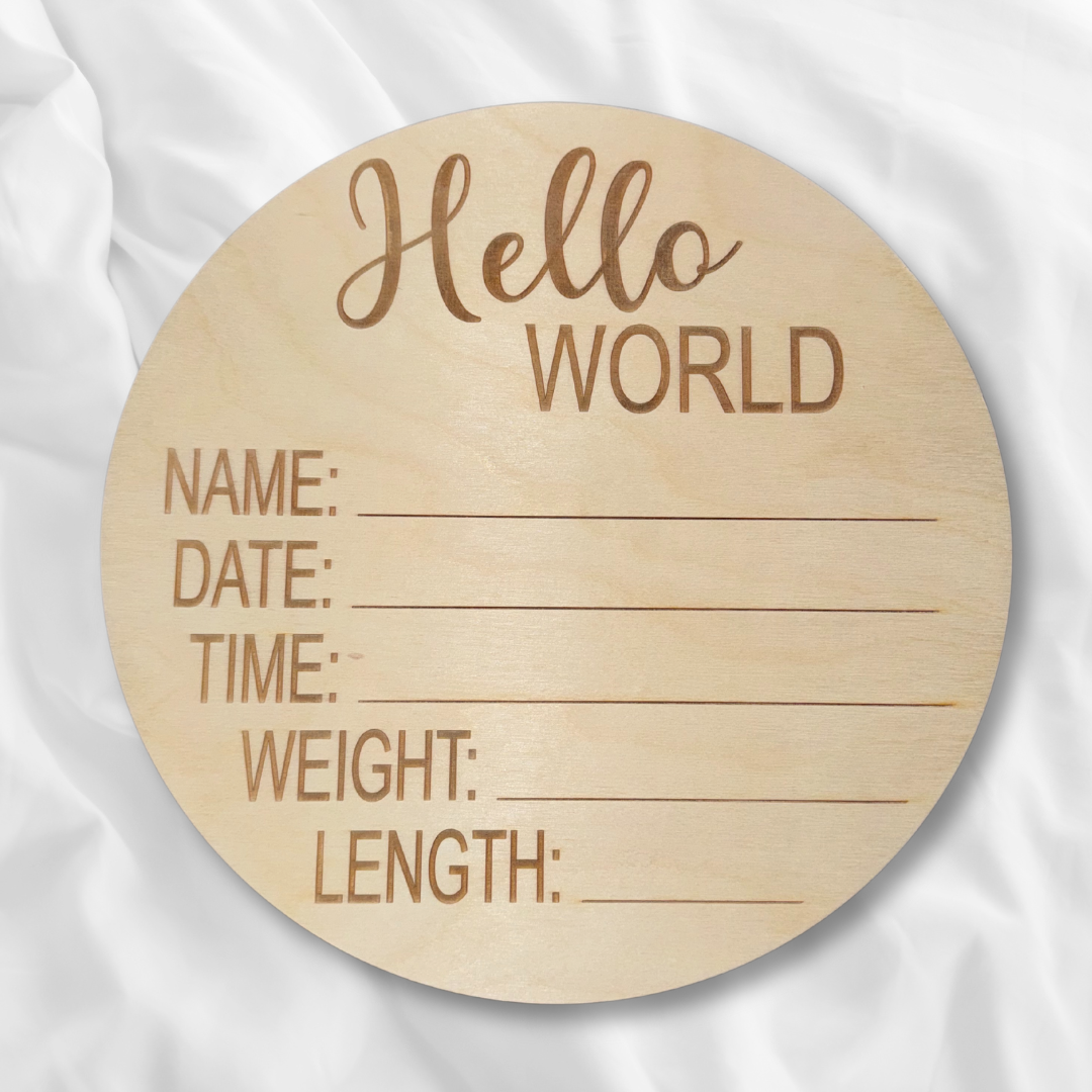 Baby Announcement Birth Stats Wood Round | Engraved Wood Cutouts | 1/4 ...
