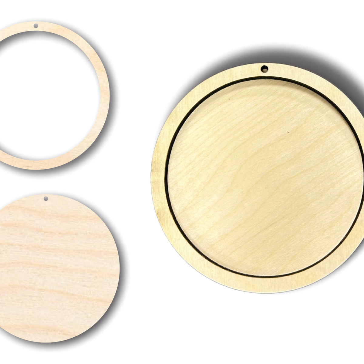 Unfinished Wood 2 Layer Circle Shadowbox Shape | DIY Craft Cutout | up ...