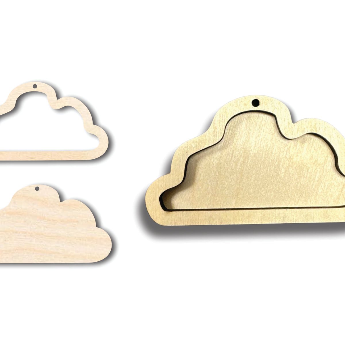 Unfinished Wood 2 Layer Cloud Shadowbox Shape | DIY Craft Cutout | up ...
