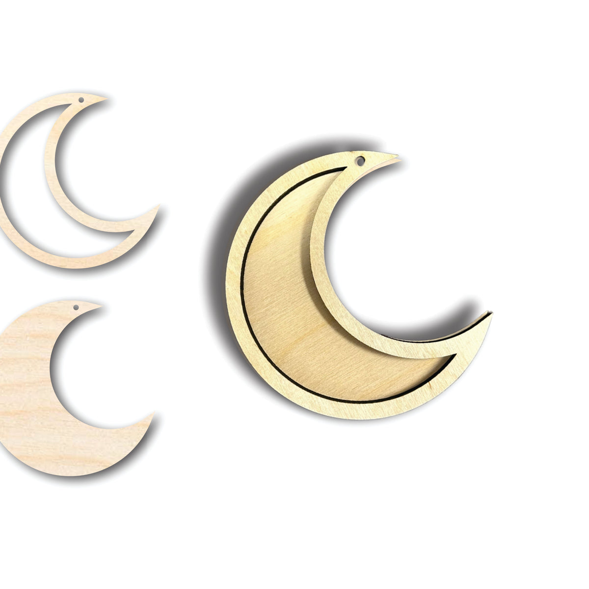 Unfinished Wood 2 Layer Crescent Moon Shadowbox Shape | DIY Craft Cuto ...