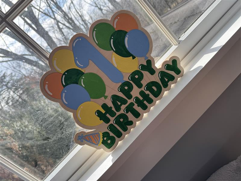 Unfinished Wood Etched 1st Birthday Balloons Shape | Paint By Line Cra ...