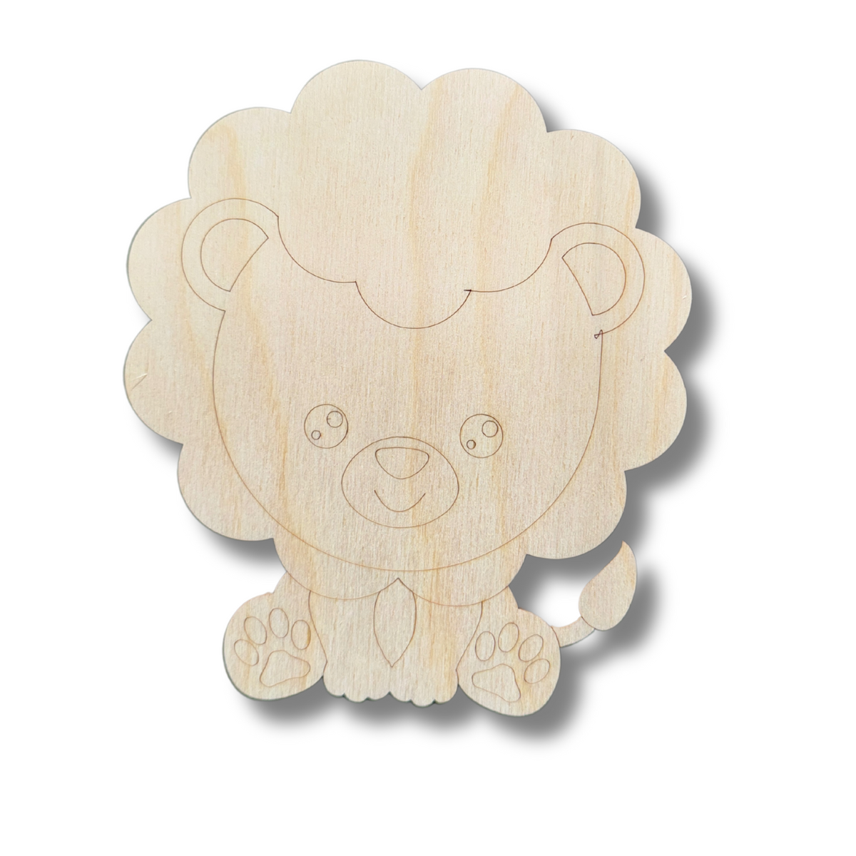 Unfinished Wood Etched Lion Shape | Paint By Line Crafts | up to 30" D ...