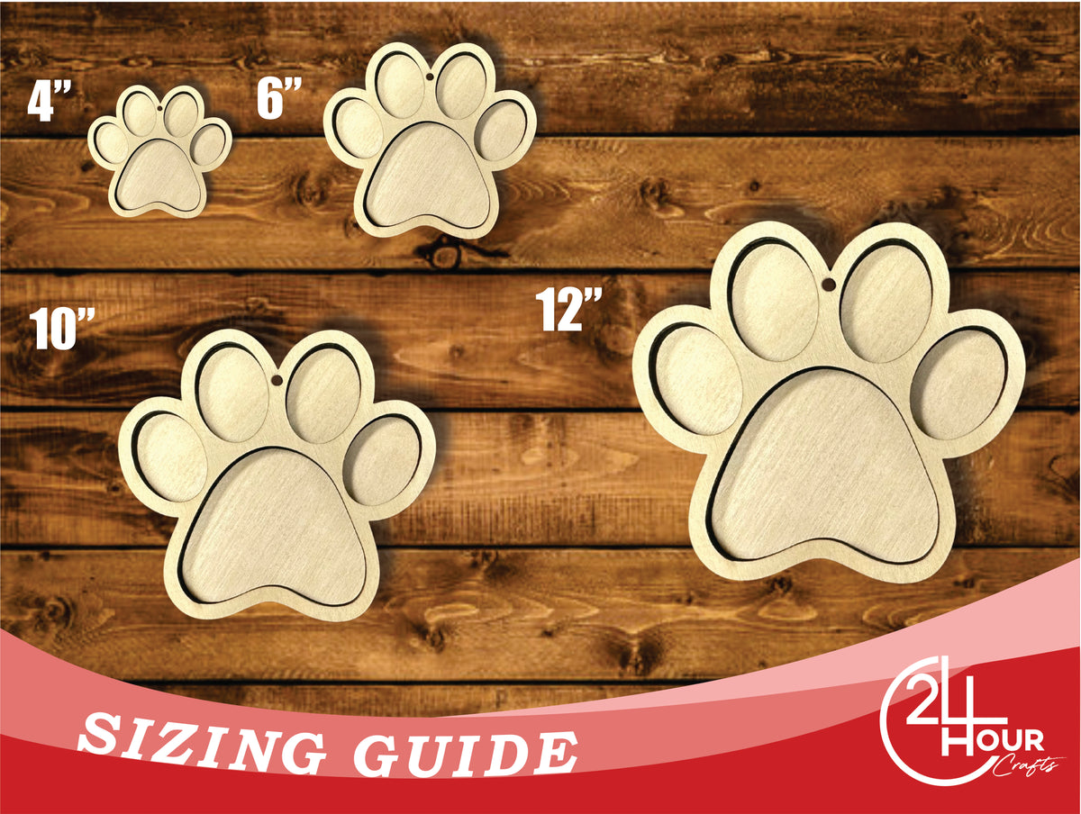 Unfinished Wood 2 Layer Paw Shadowbox Shape | DIY Craft Cutout | up to ...