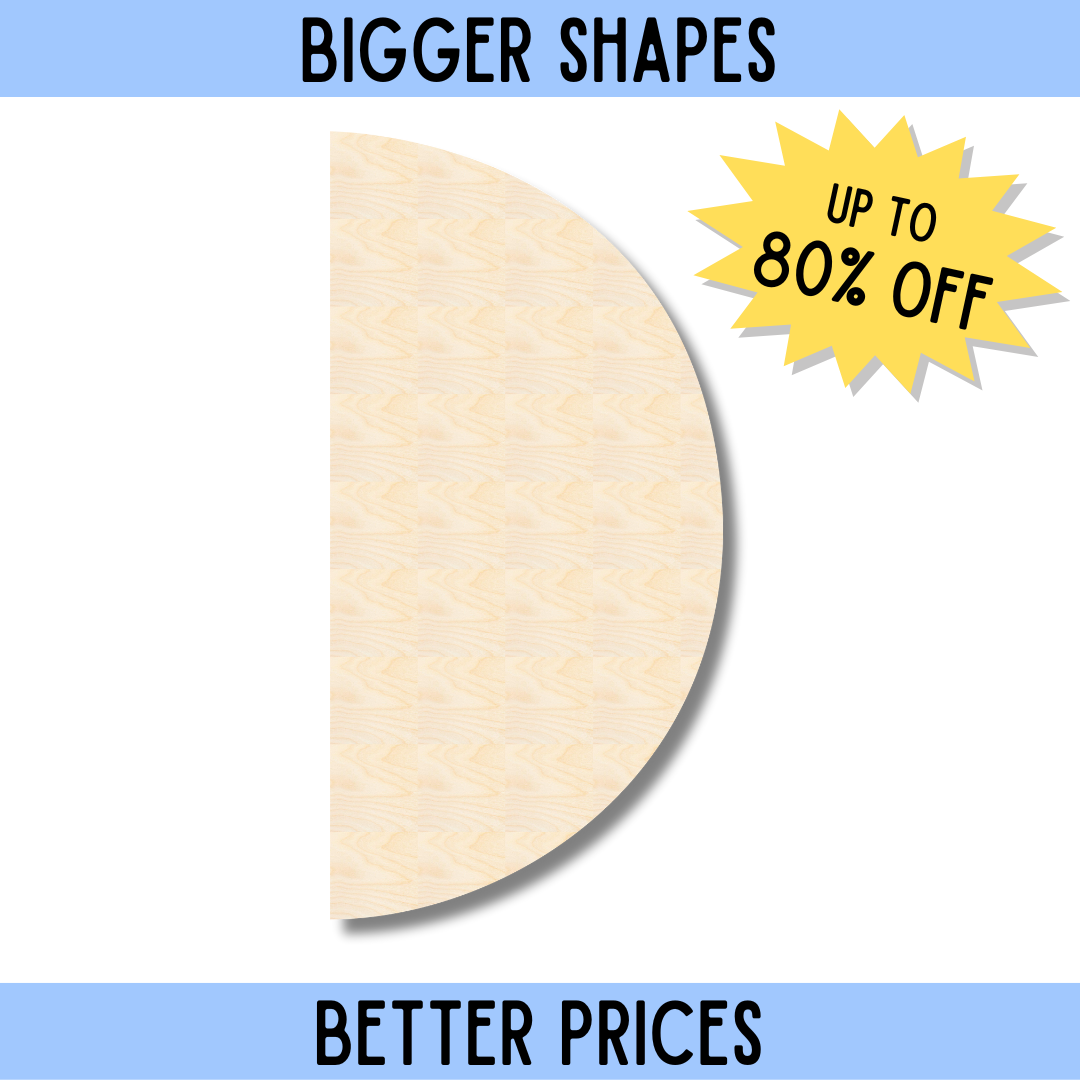 Bigger Better | Unfinished Wood Half Semi Circle Shape | DIY Craft Cut ...
