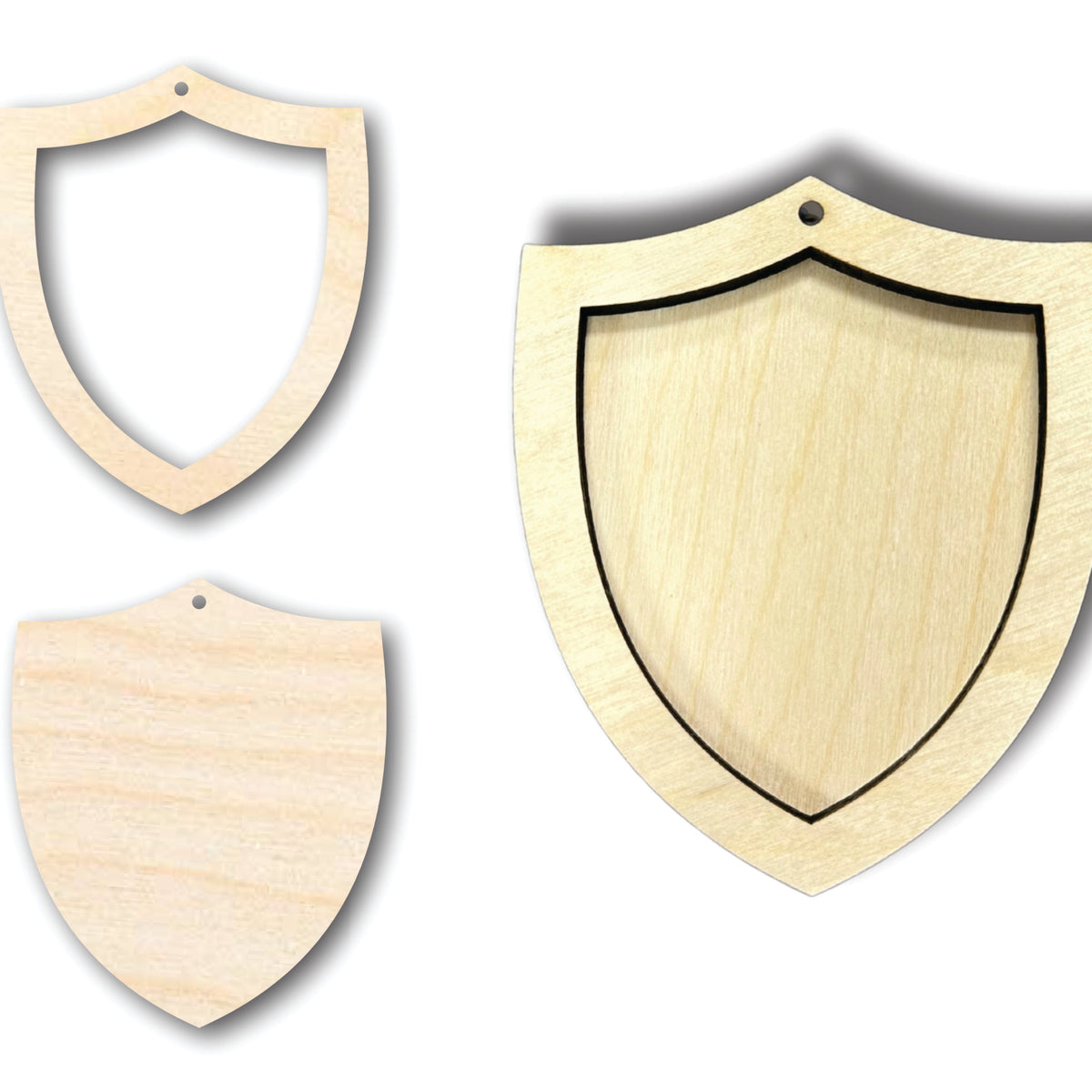 Unfinished Wood 2 Layer Shield Shadowbox Shape | DIY Craft Cutout | up ...