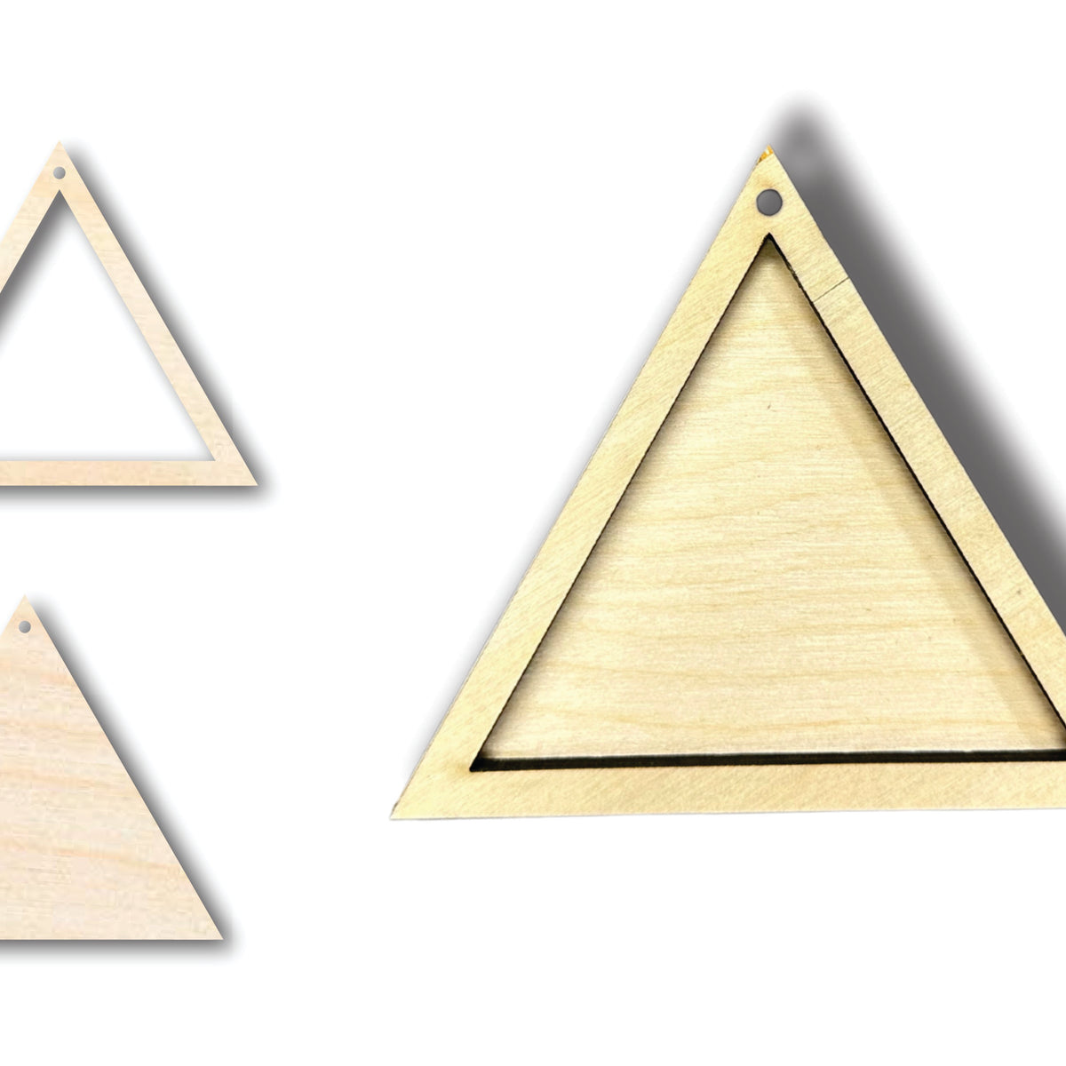 Unfinished Wood 2 Layer Triangle Shadowbox Shape | DIY Craft Cutout ...
