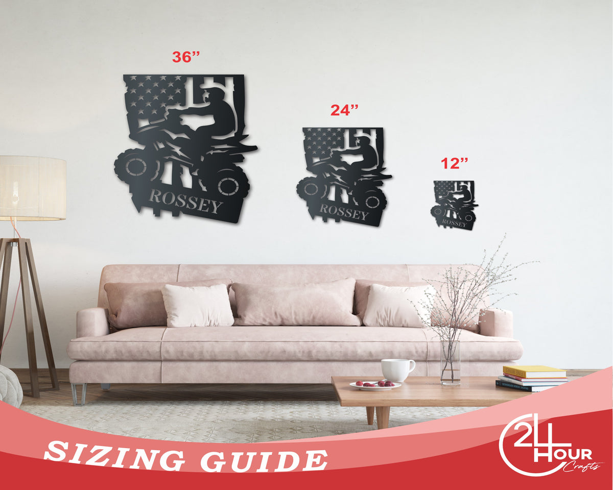 Customizable American Quad Metal Sign | Indoor Outdoor | Up to 46" | O ...