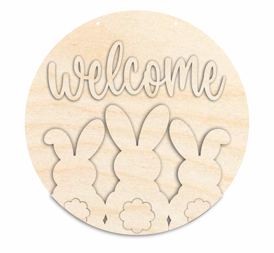 Unfinished Wood Welcome Bunnies Door Sign Kit | Wood Craft Cutouts | 1 ...