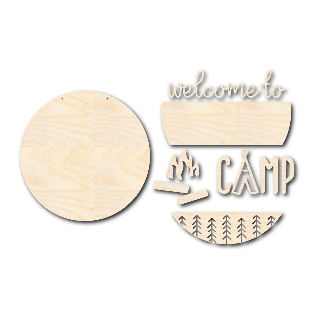 Unfinished Wood Welcome to Camp Door Sign Kit | Wood Craft Cutouts | 1 ...