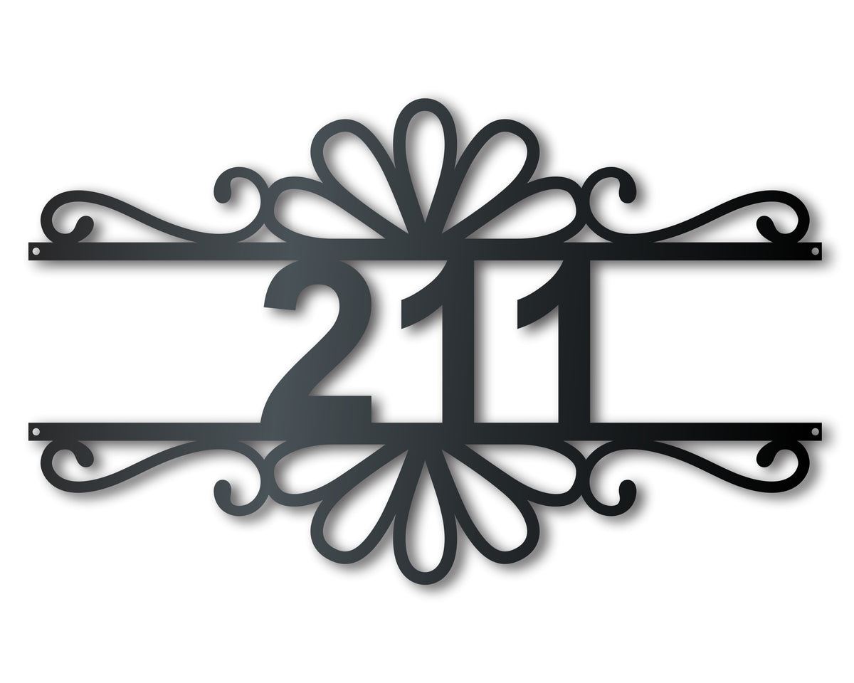 Custom Metal Flourish Address Wall Art | House Number Sign | Indoor Ou ...