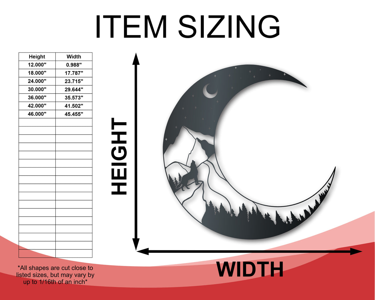 Metal Crescent Wolf Moon Wall Art | Metal Mountain Decor | Indoor Outd ...