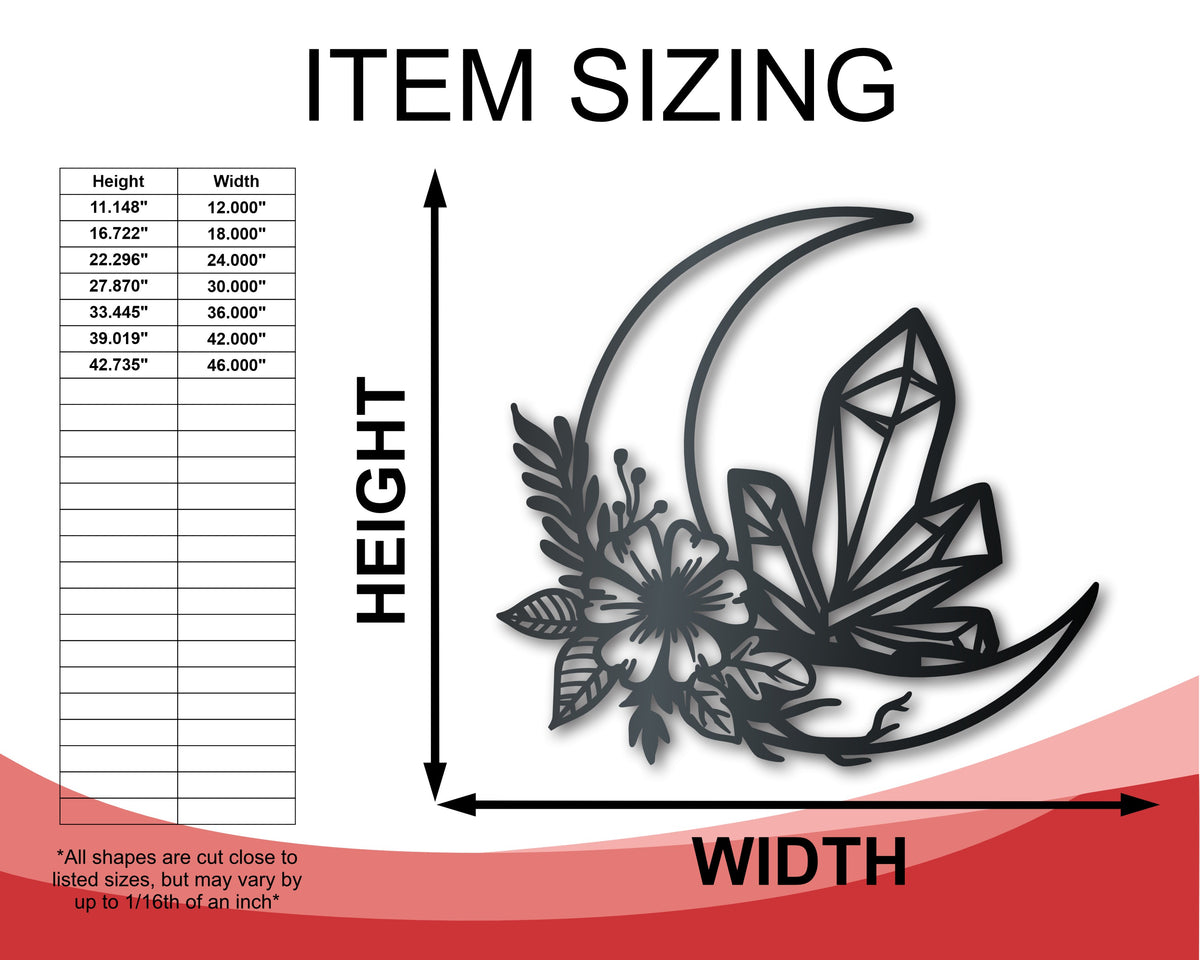 Metal Crystal Crescent Moon Wall Art | Indoor Outdoor | Up to 46" | Ov ...