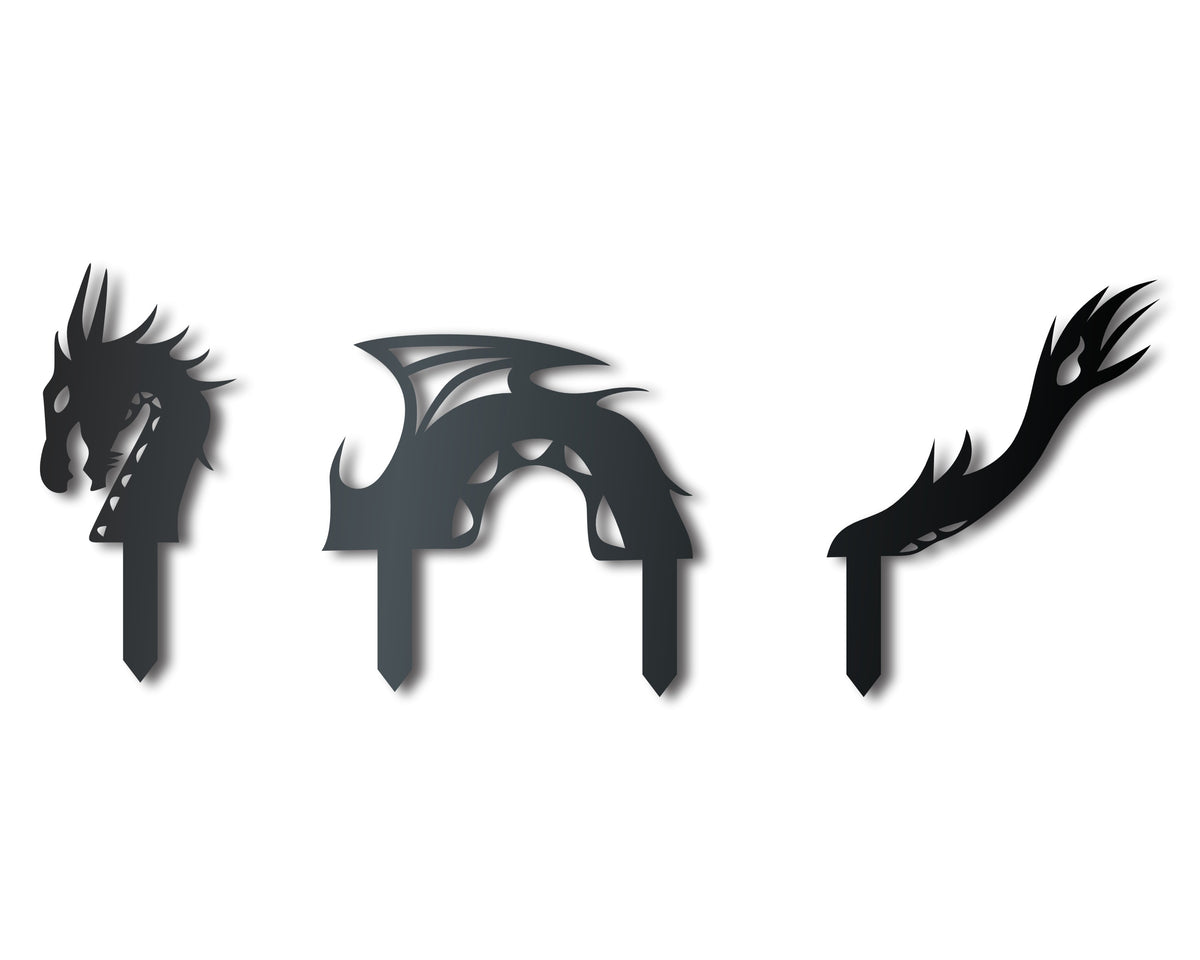 Metal Dragon Garden Stakes | Metal Garden Set | Outdoor | Up to 24 ...