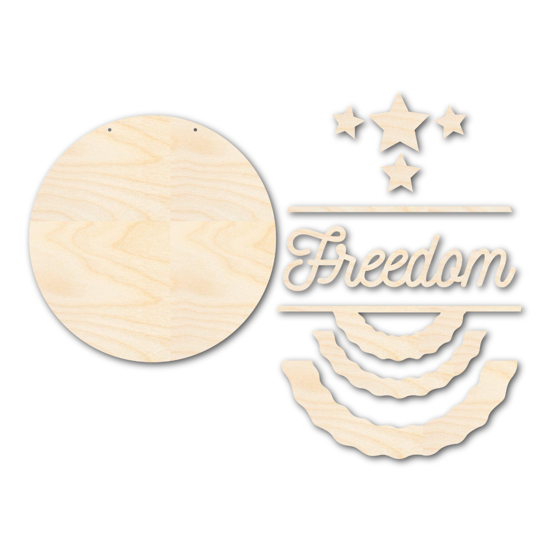 Unfinished Wood Freedom Door Sign Kit | Wood Craft Cutouts | 1/4" Thic ...
