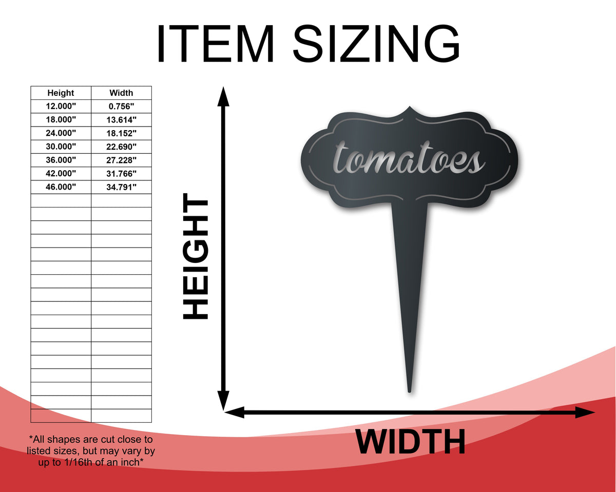 Garden Marker Custom Metal Wall Art | Indoor Outdoor | Up to 46" | Ove ...