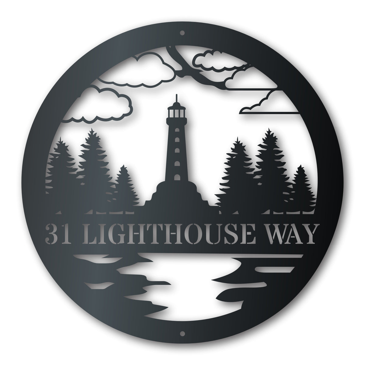 Custom Metal Lighthouse Forest Wall Art | Nautical Coastal Sign | Indo ...