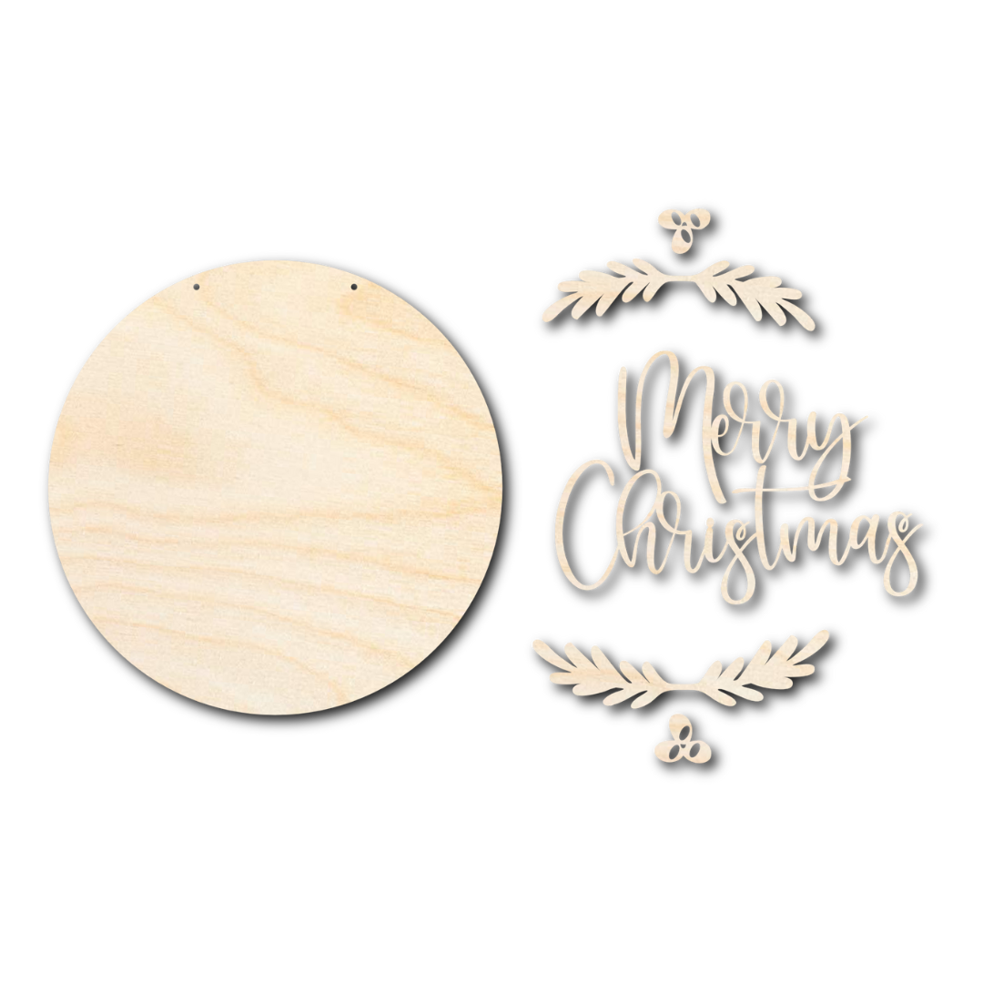 Unfinished Wood Merry Christmas Door Sign Kit | Wood Craft Cutouts | 1 ...