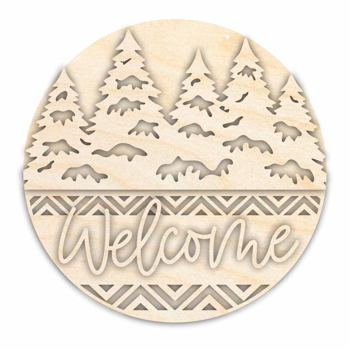 Unfinished Wood Welcome Snowy Trees Door Sign Kit | Wood Craft Cutouts ...