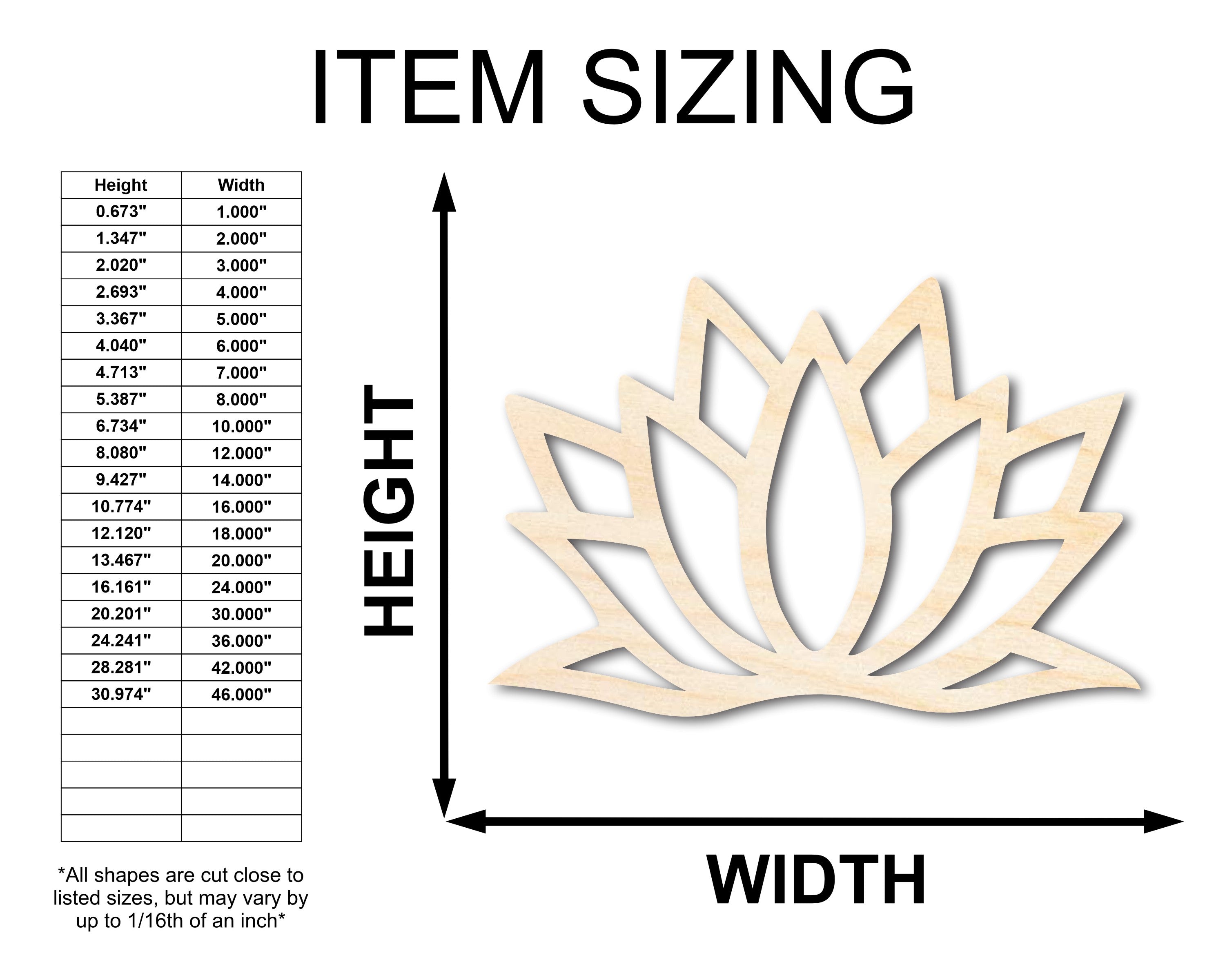 Unfinished Wood Lotus Flower Shape - Craft - up to 46" – 24 Hour Crafts