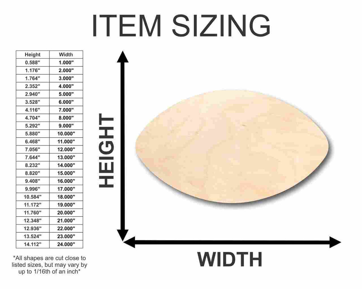 Unfinished Wood Football Shape - Craft - up to 46" – 24 Hour Crafts