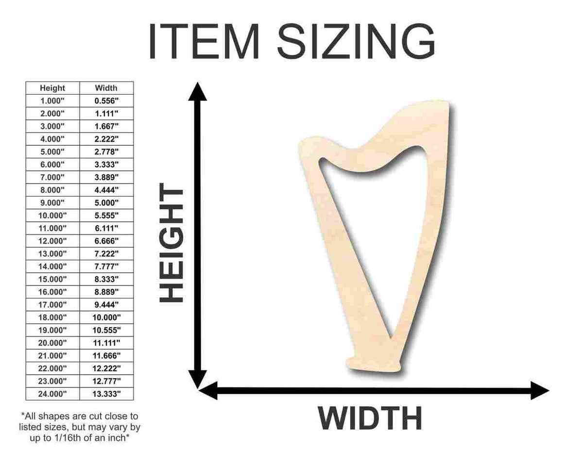 Unfinished Wood Harp Lyre Shape - Music - Craft - up to 46" DIY – 24 ...
