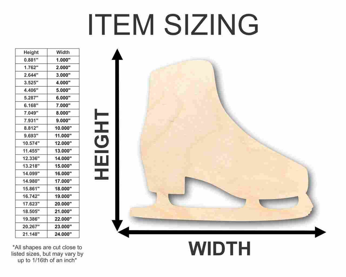 Unfinished Wood Ice Skate Shape - Winter - Craft - up to 46" DIY – 24 ...