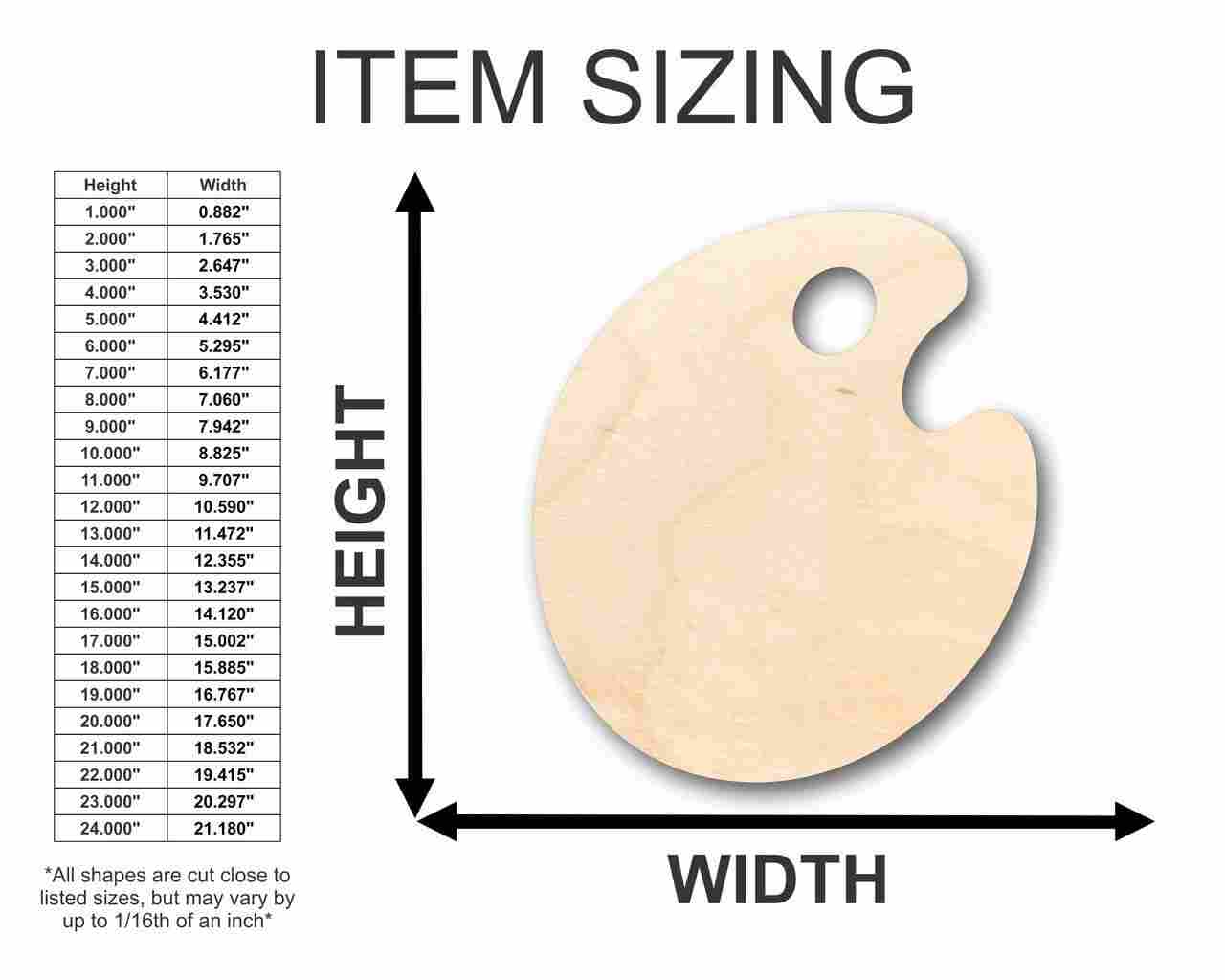 Unfinished Wood Artist Paint Palette Shape - Craft - up to 46" DIY – 24 ...