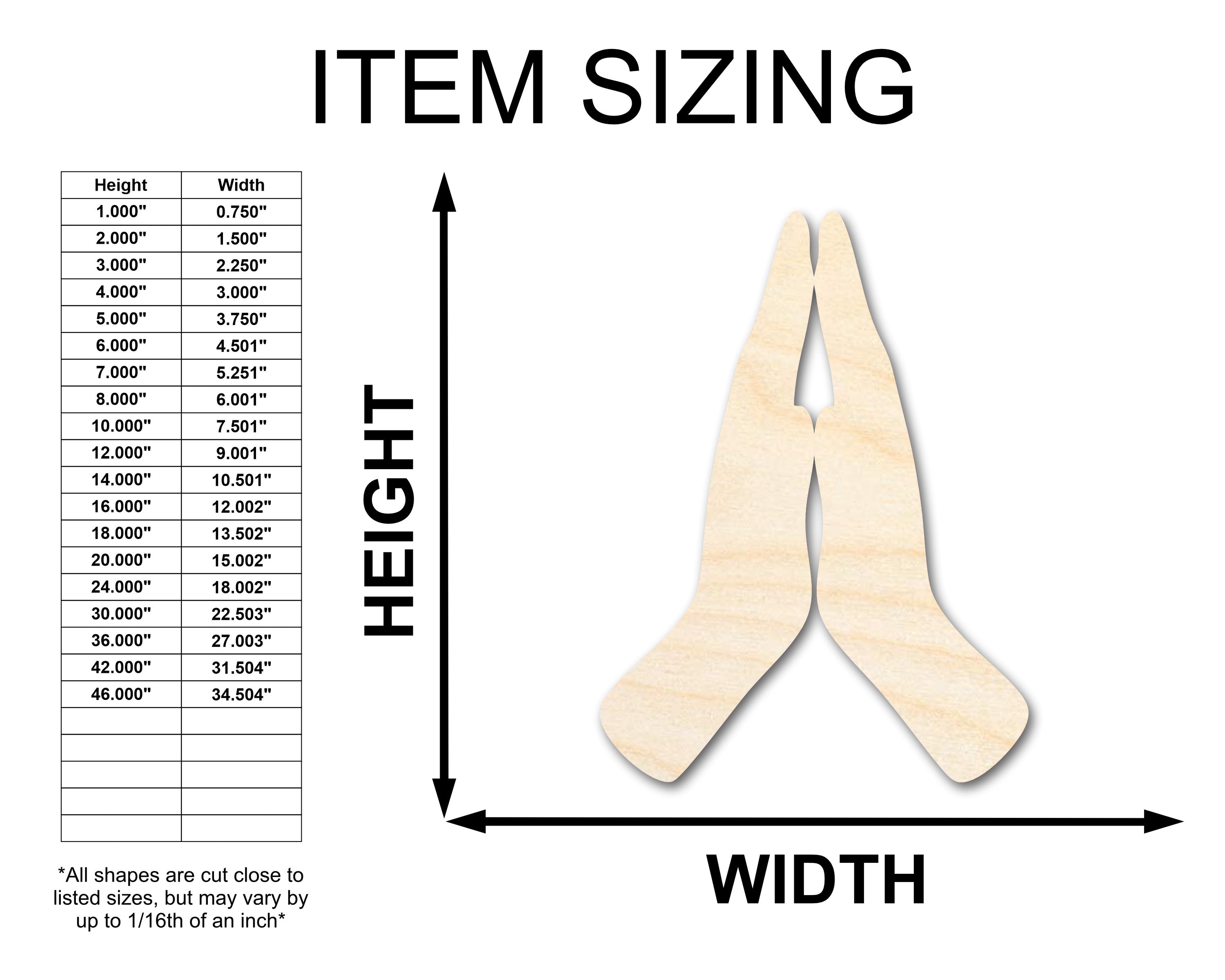 Unfinished Wood Praying Hands Shape - Religious Craft - up to 46" DIY ...