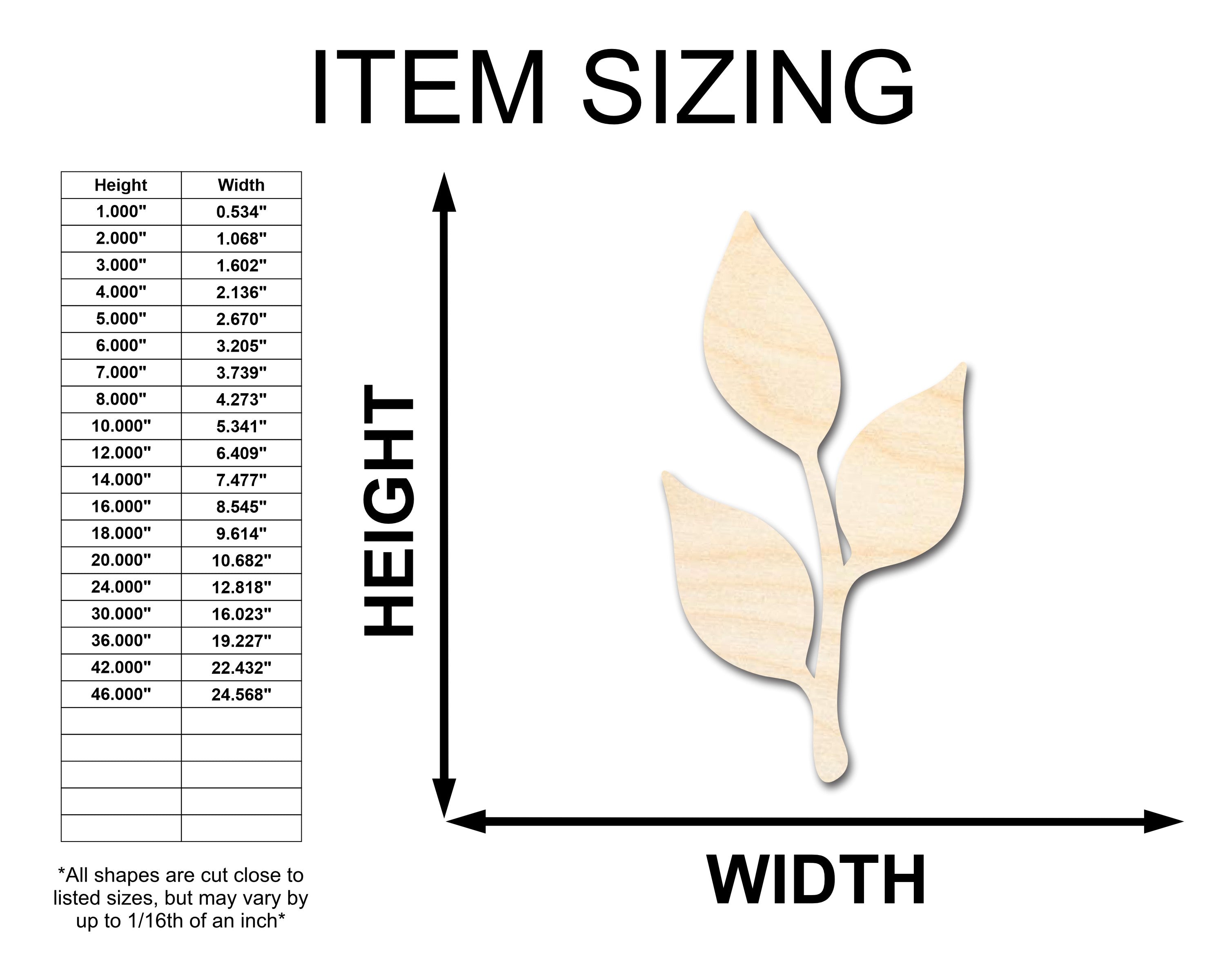 Unfinished Wood Stem and Leaf Shape - Plant Craft - up to 46" DIY – 24 ...