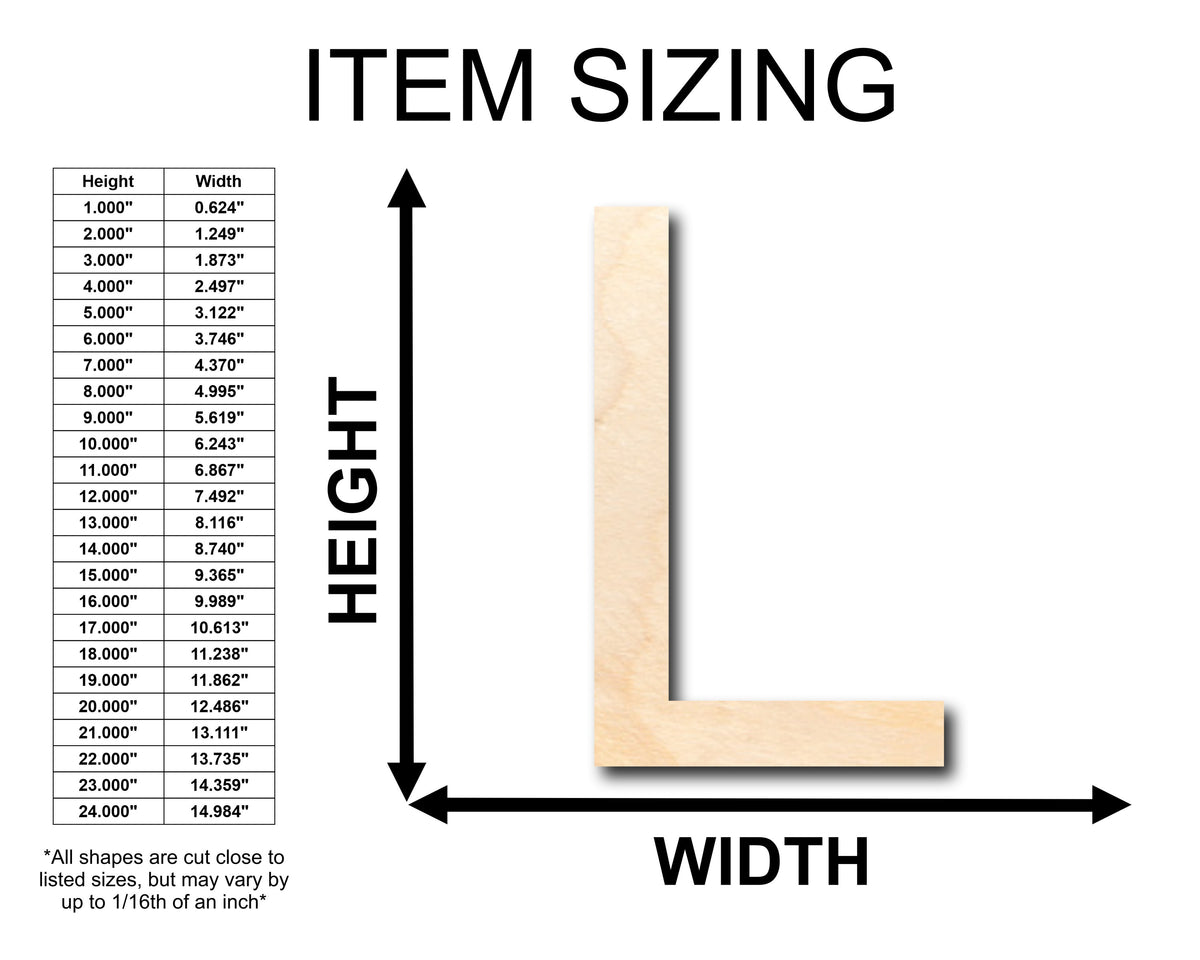 Unfinished Wood Arial Letter L Shape - Craft - up to 46" DIY – 24 Hour ...