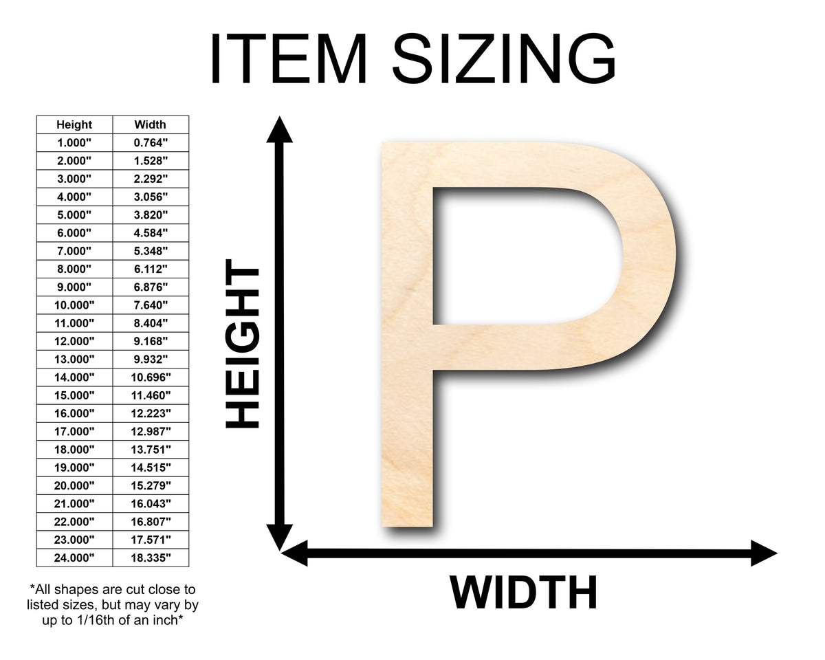 Unfinished Wood Arial Letter P Shape - Craft - up to 46" DIY – 24 Hour ...