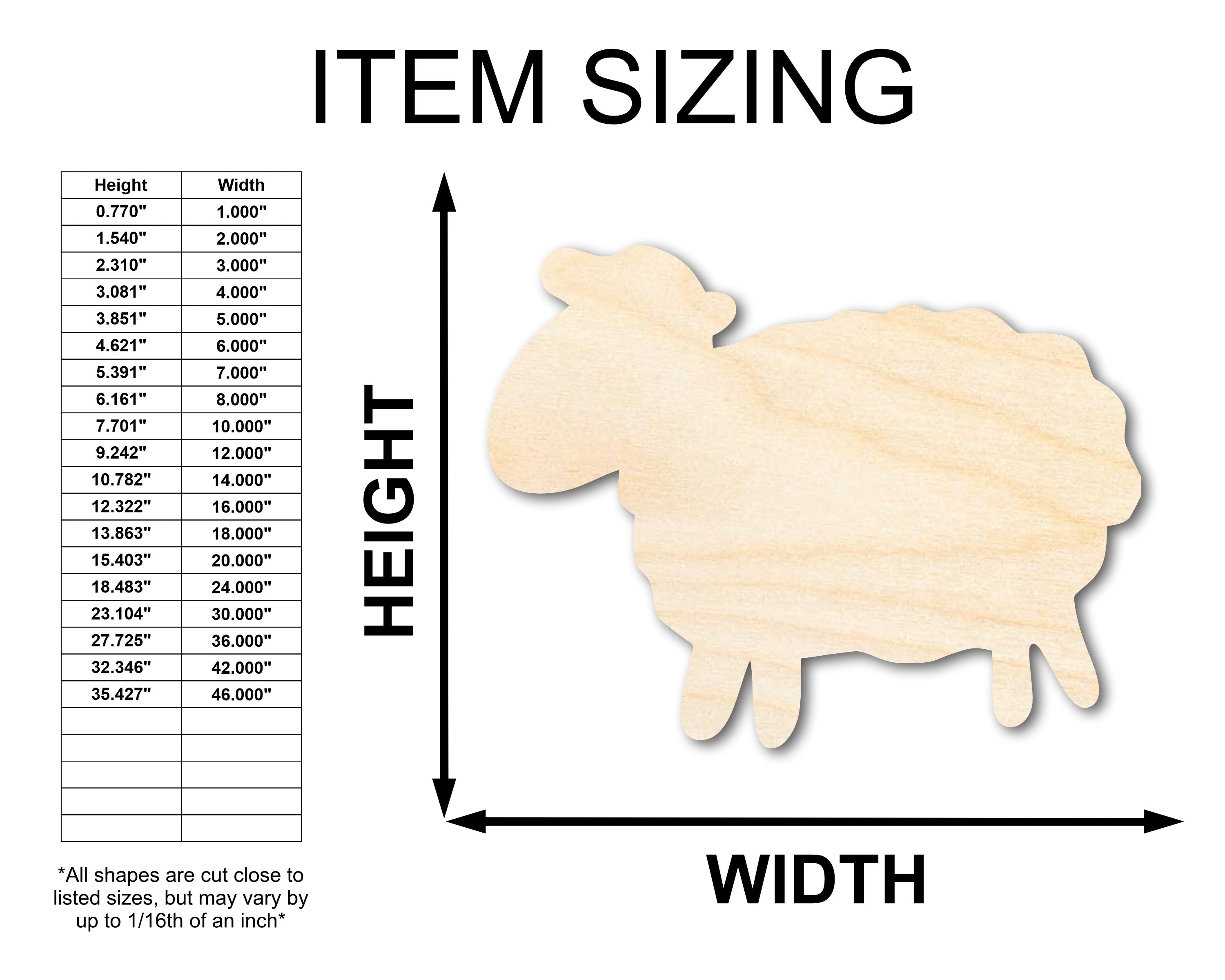 Unfinished Wood Cute Sheep Shape - Craft - up to 46" – 24 Hour Crafts