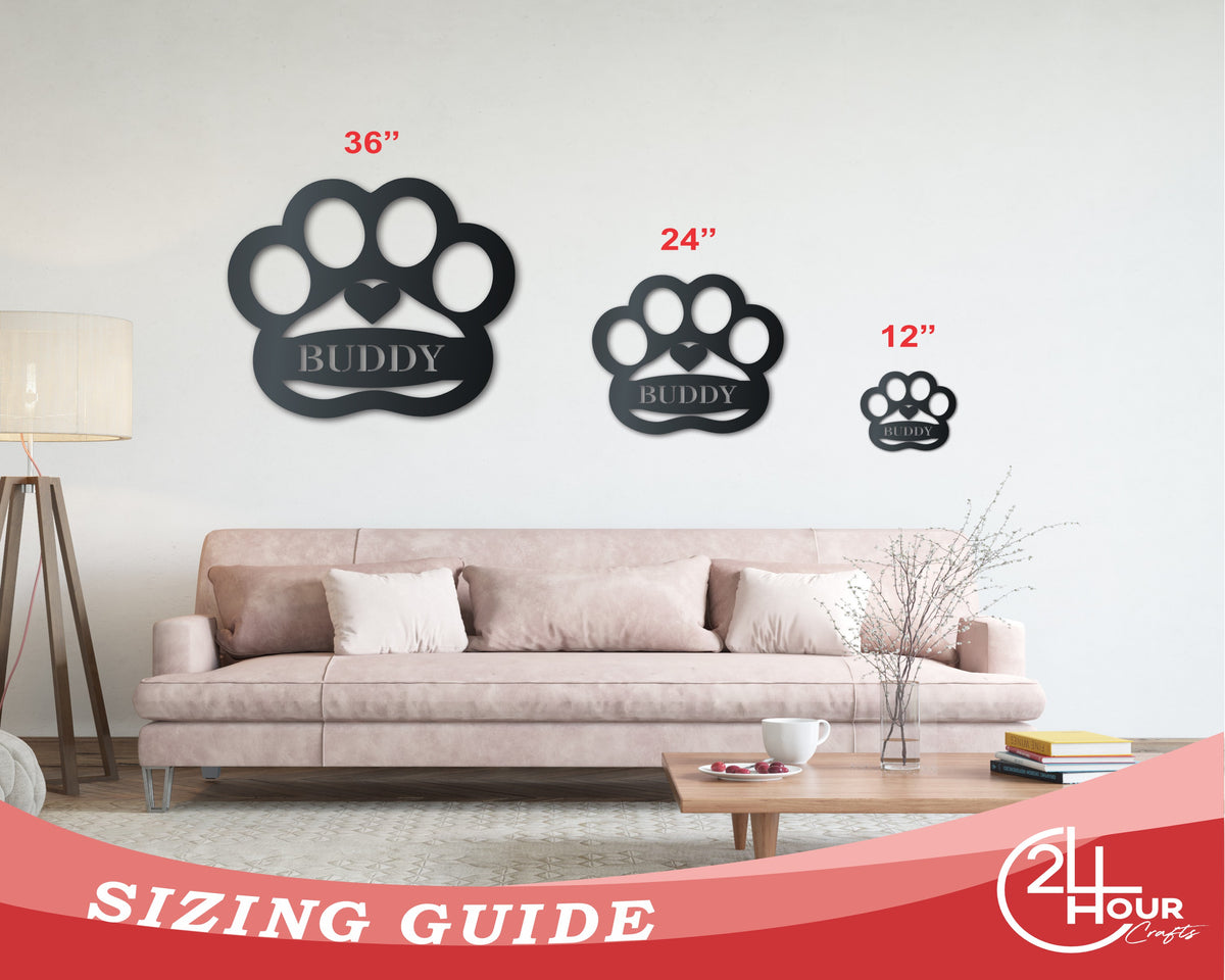 Metal Custom Pawprint Wall Art - Metal Sign - 14 Color Options – 24 ...