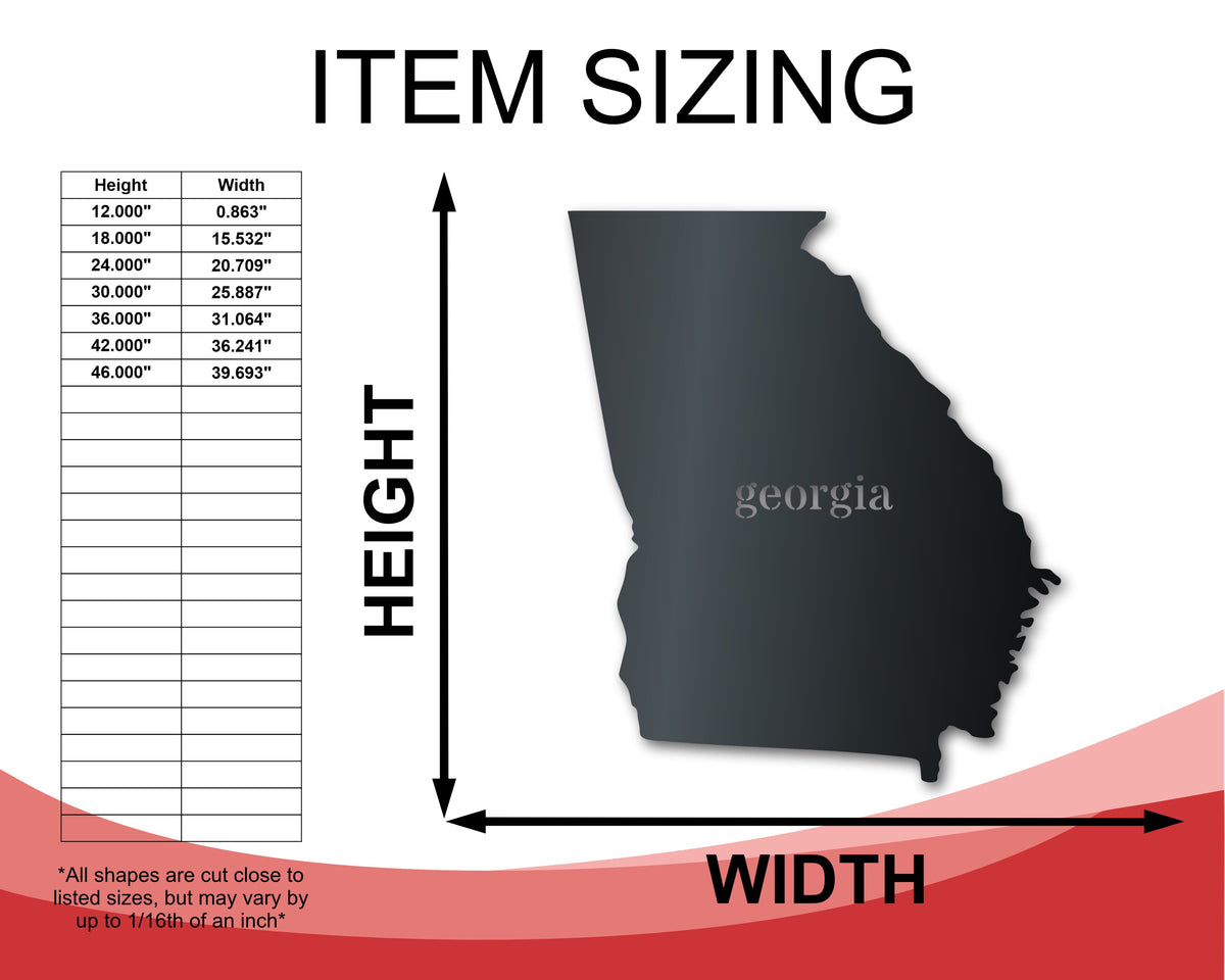 Metal Georgia Wall Art - Custom Metal US State Sign - 14 Color Options ...
