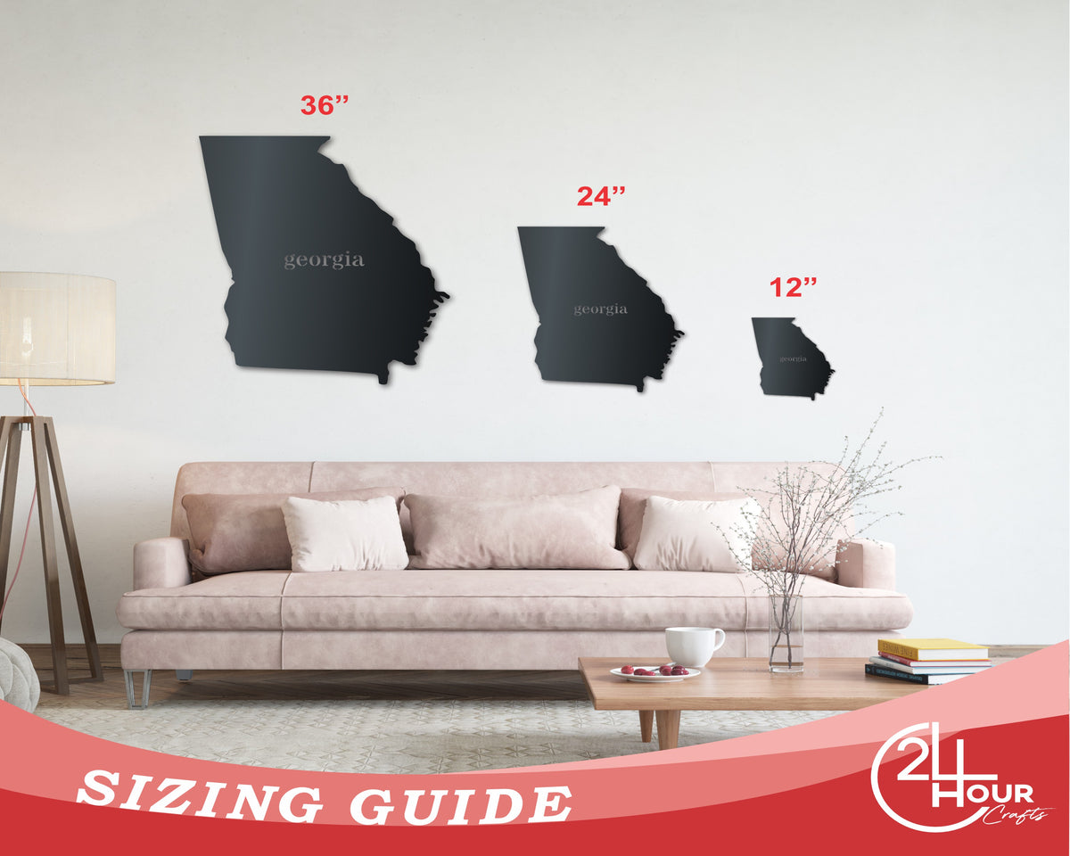 Metal Georgia Wall Art - Custom Metal US State Sign - 14 Color Options ...